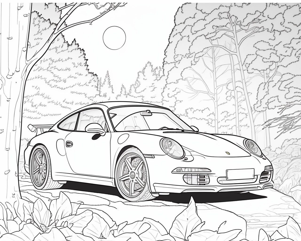 omalovánky auta - porsche 1 - Omalovánky k vytisknutí zdarma