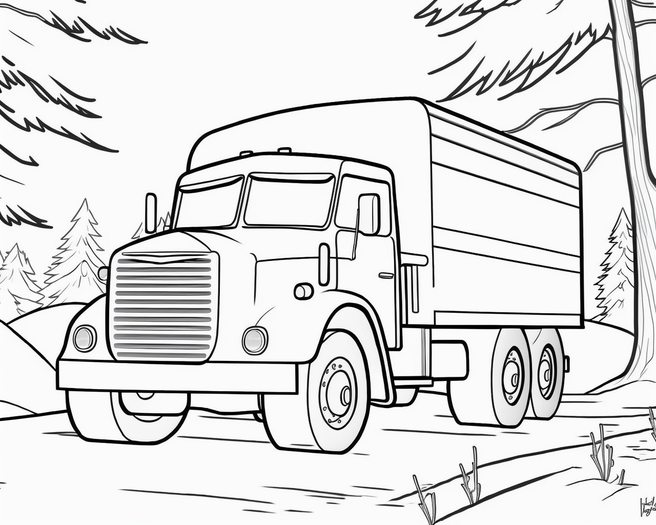 omalovánky auto - kamion 1 - Omalovánky k vytisknutí zdarma