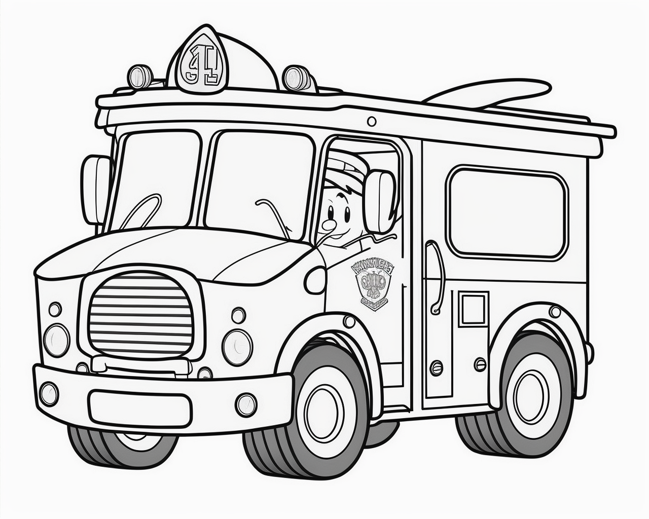 omalovánky hasičské auto 2 - Omalovánky k vytisknutí zdarma