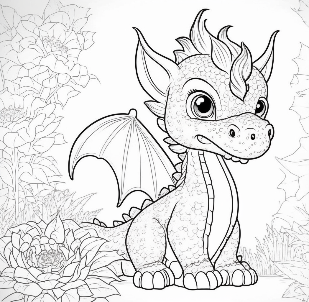 Roztomilý dráček - Omalovánky k vytisknutí zdarma