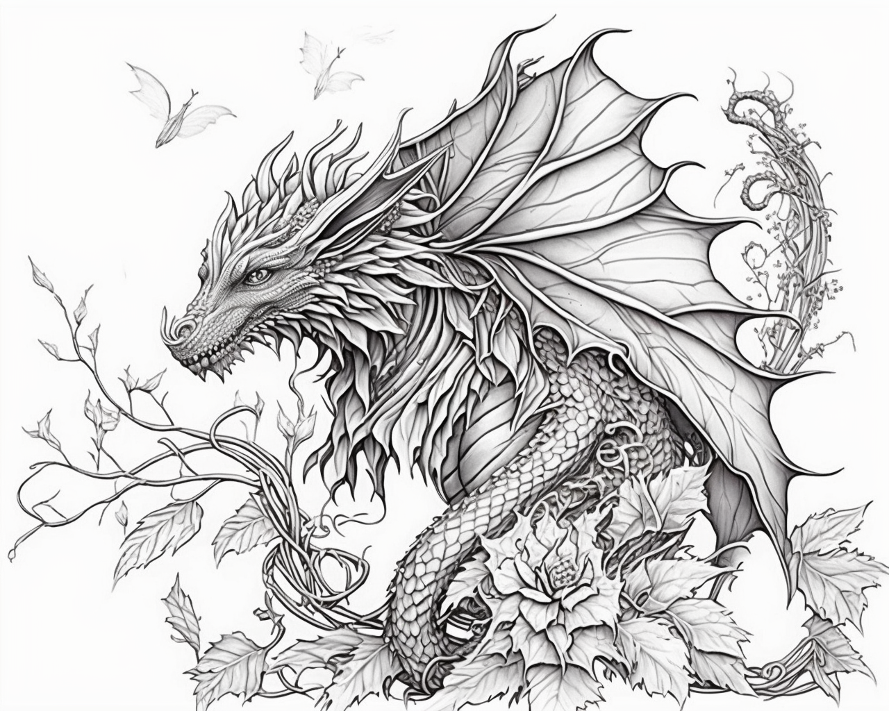 drak s křídly - Omalovánky k vytisknutí zdarma