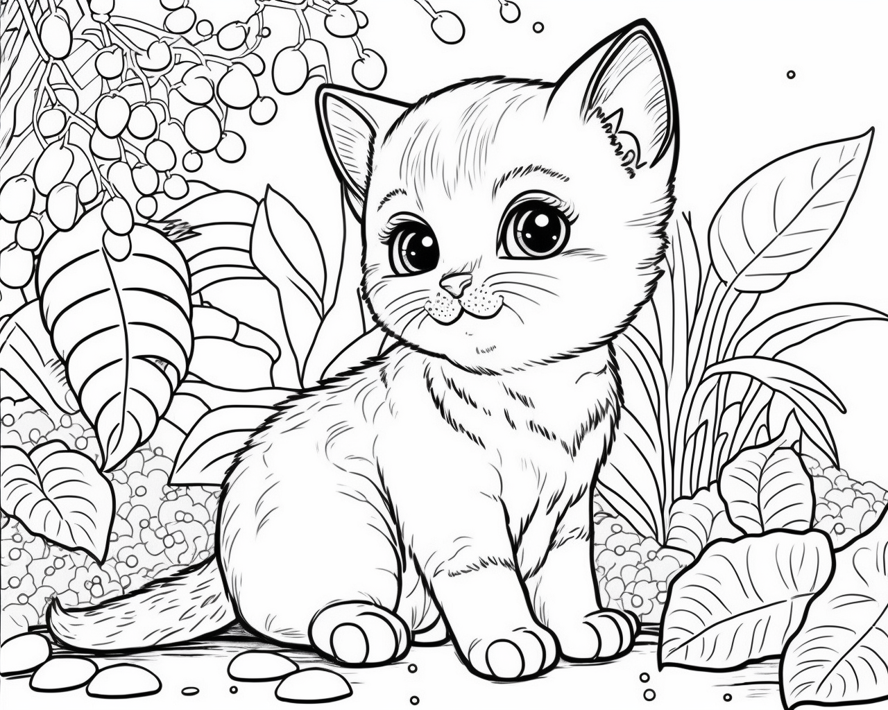 omalovánky kočka roztomilé koťátko - Omalovánky k vytisknutí zdarma