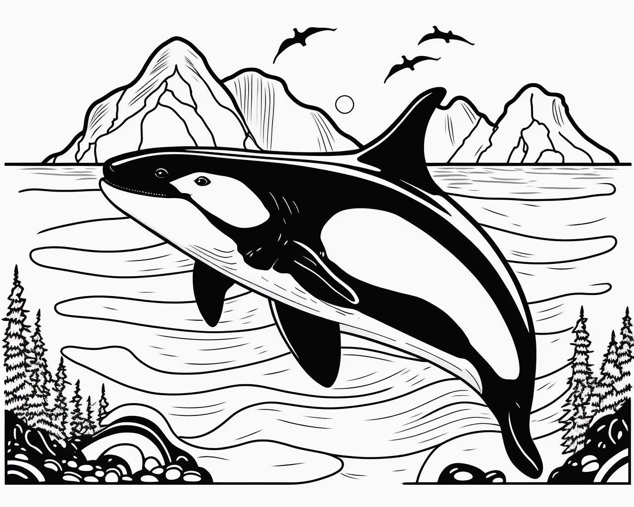 ryba kosatka 2 - Omalovánky k vytisknutí zdarma