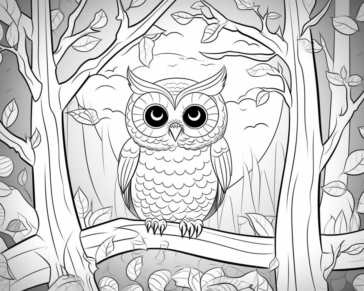 sova 32 - Omalovánky k vytisknutí zdarma