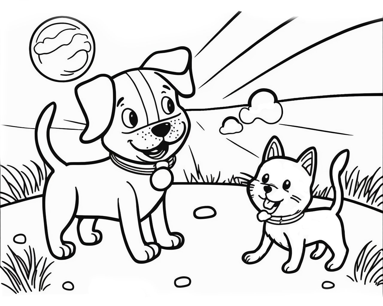 omalovánky zvířata pes a kočka - Omalovánky k vytisknutí zdarma